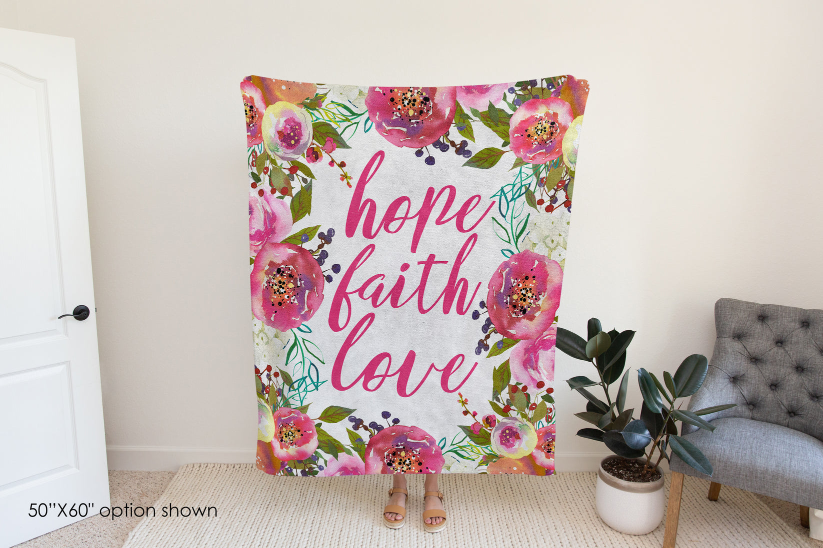 Hope Faith Love Blanket | Floral Faith-Based Gift – Luxe Palette