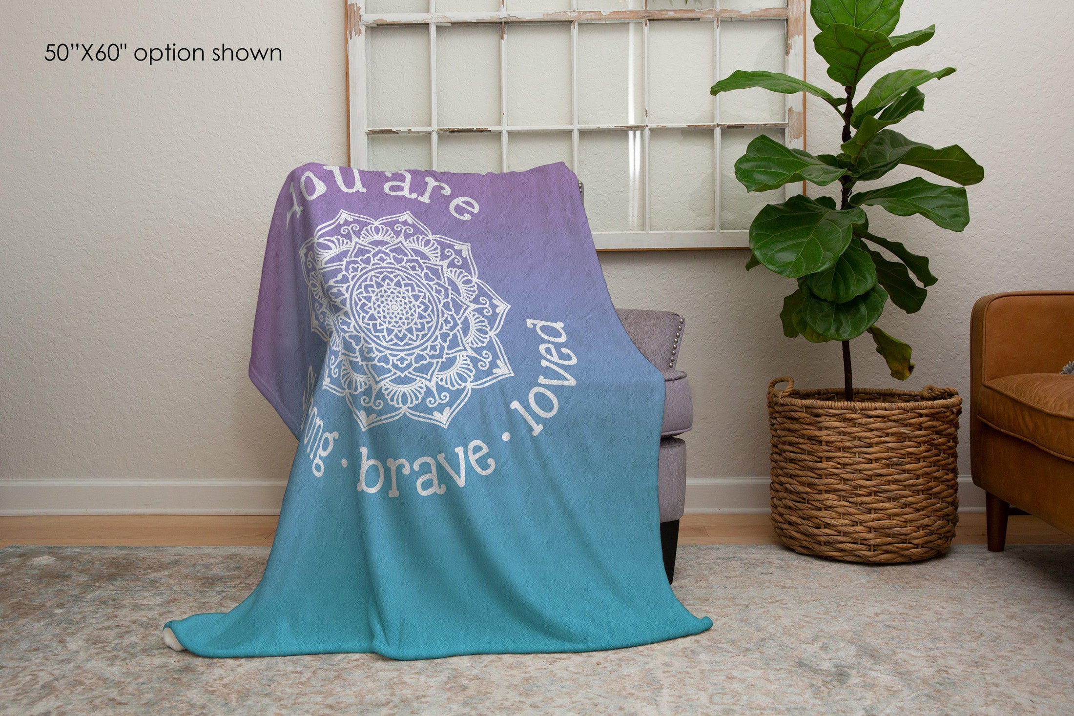 You Are Strong Brave Loved Blanket | Mandala Ombre Gift – Luxe Palette